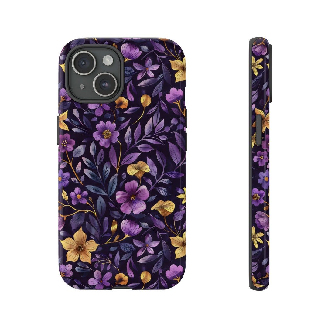 Purple and Gold Floral Phone Cases, Floral Phone Cases, iPhone Phone ...