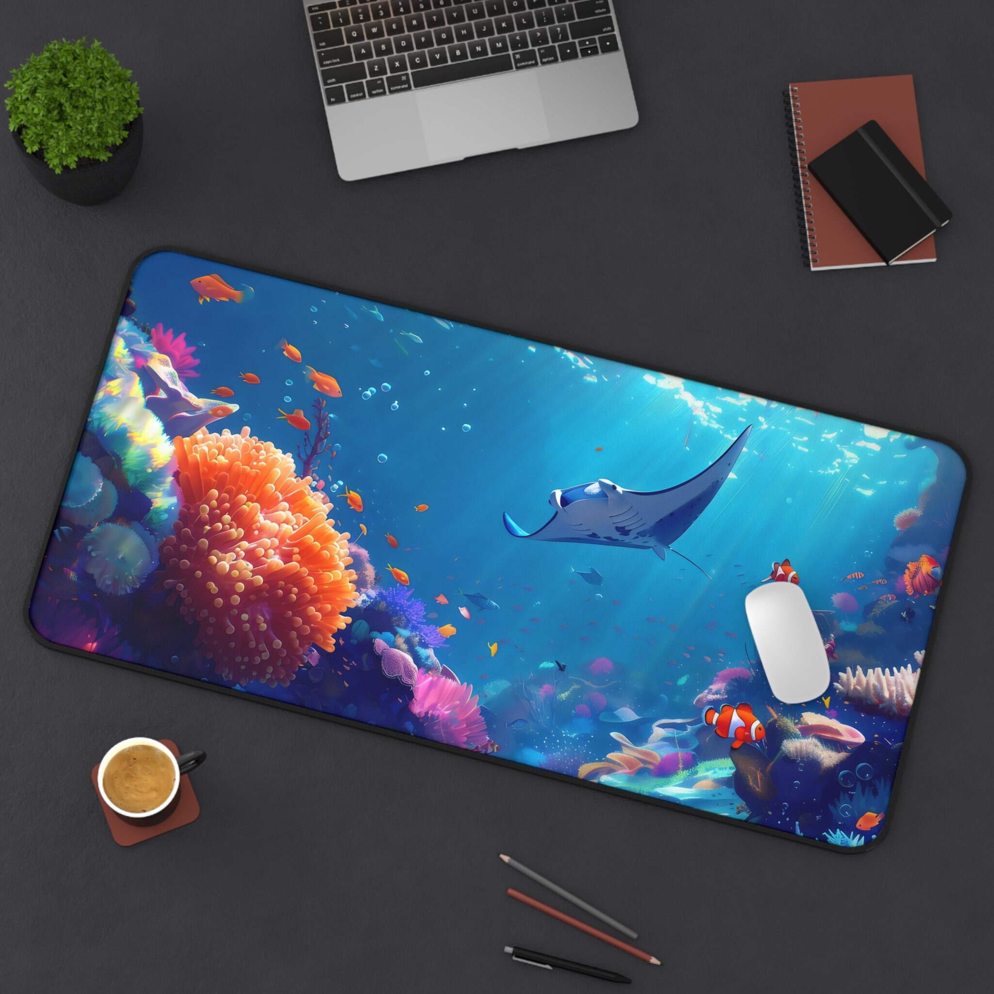 Manta Ray Desk Mat, Ocean Desk Mat, Fish Mouse Pad, Ocean Mouse Pad ...