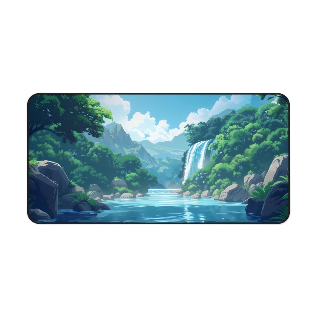 Lofi Waterfall Landscape Desk Mat - Etsy
