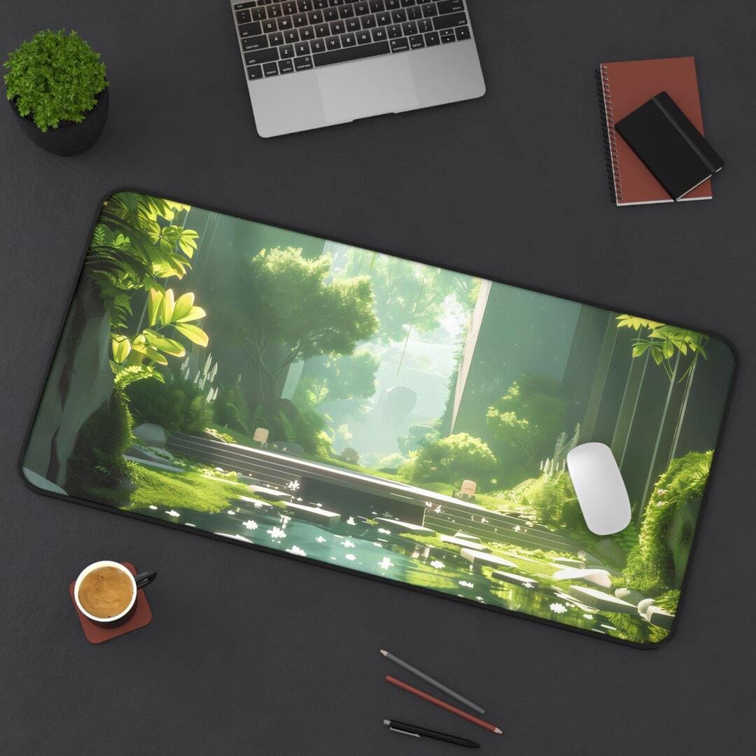 Lo-fi Desk Mat, Tranquil Garden Scene Gaming Mousepad, Landscape - Etsy