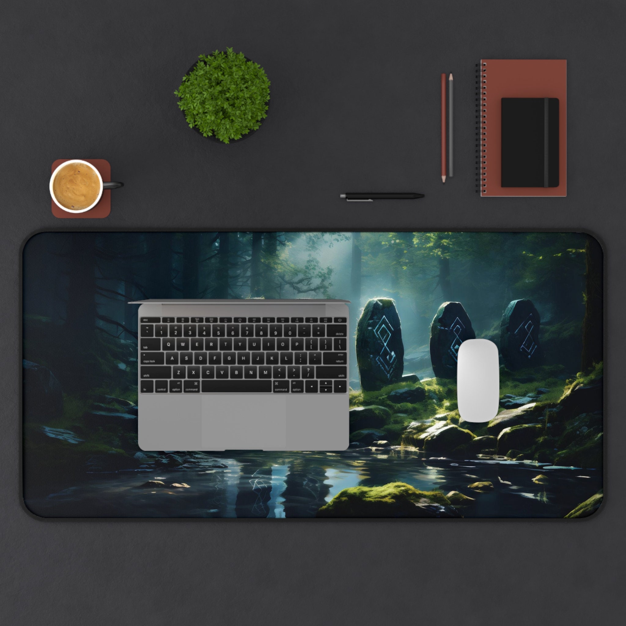 Runestone Desk Mat, Mystical Workspace Essential, Ancient Office Decor ...