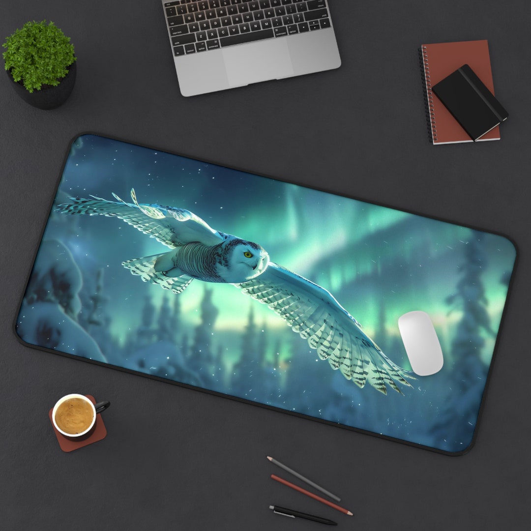 Snowy Owl Desk Mat, Majestic Workspace Essential, Wildlife Office Decor ...
