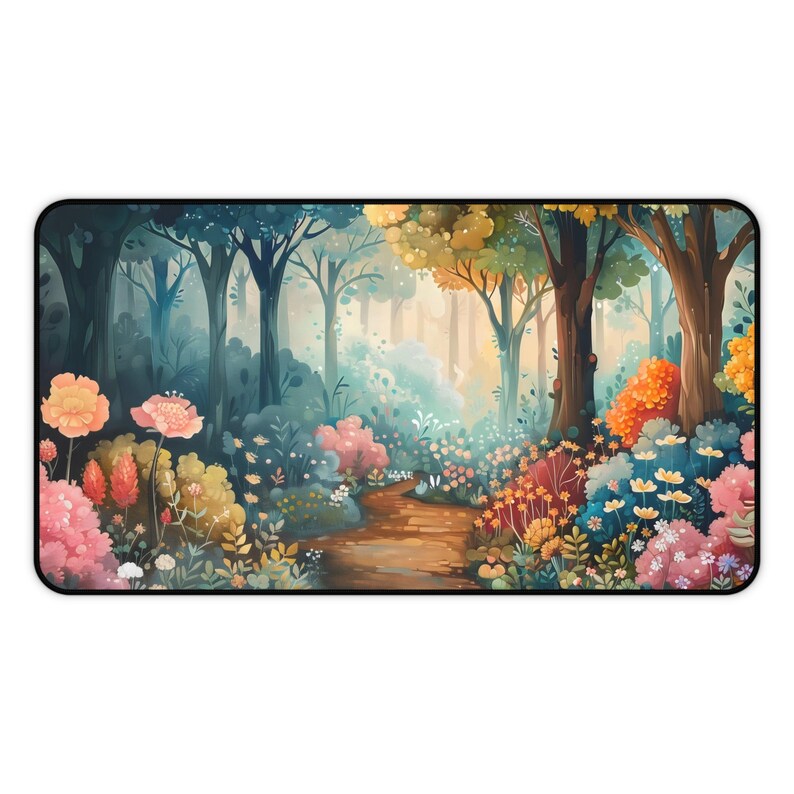 Whimsical Forest Desk Mat, Forest Desk Mat, Floral Desk Mat, Nature ...