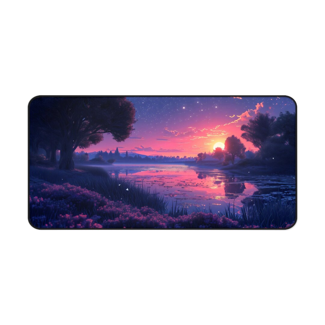 Lofi Sunset Desk Mat, Forest Desk Mat, Nature Mouse Pad, Natural Mouse ...