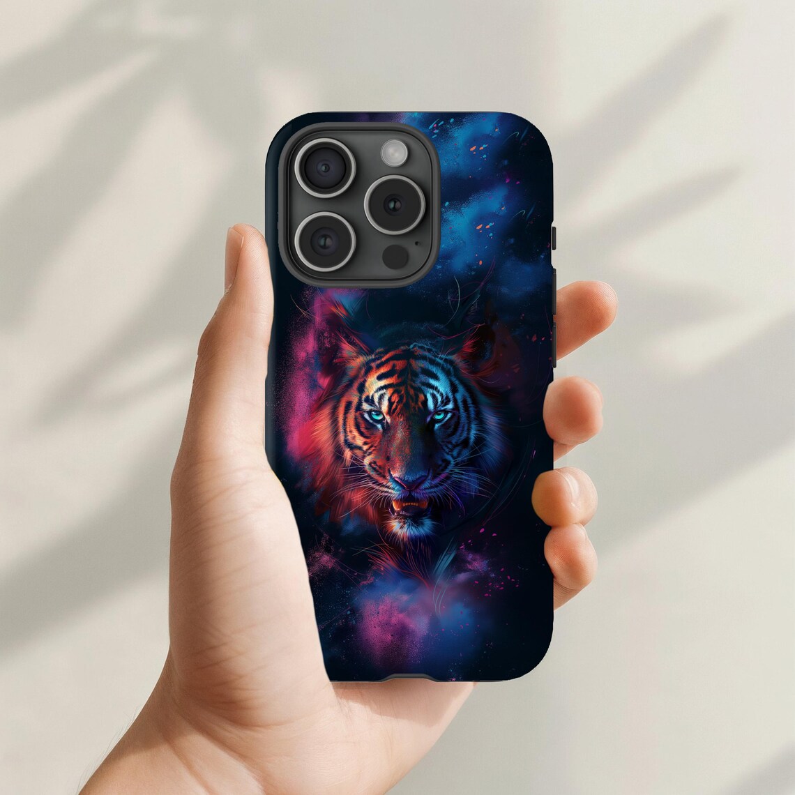 Cosmic Tiger iPhone Case Cute Bright for iPhone 17 16 15 14 13 12 Tough ...