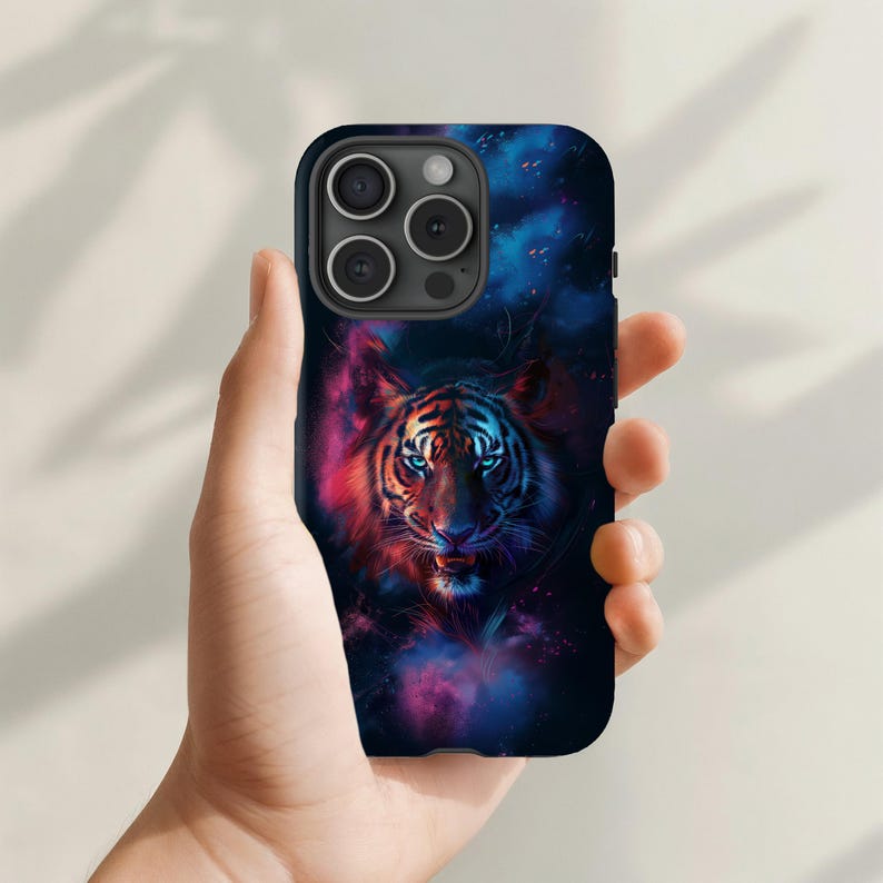 Cosmic Tiger iPhone Case Cute Bright for iPhone 17 16 15 14 13 12 Tough ...