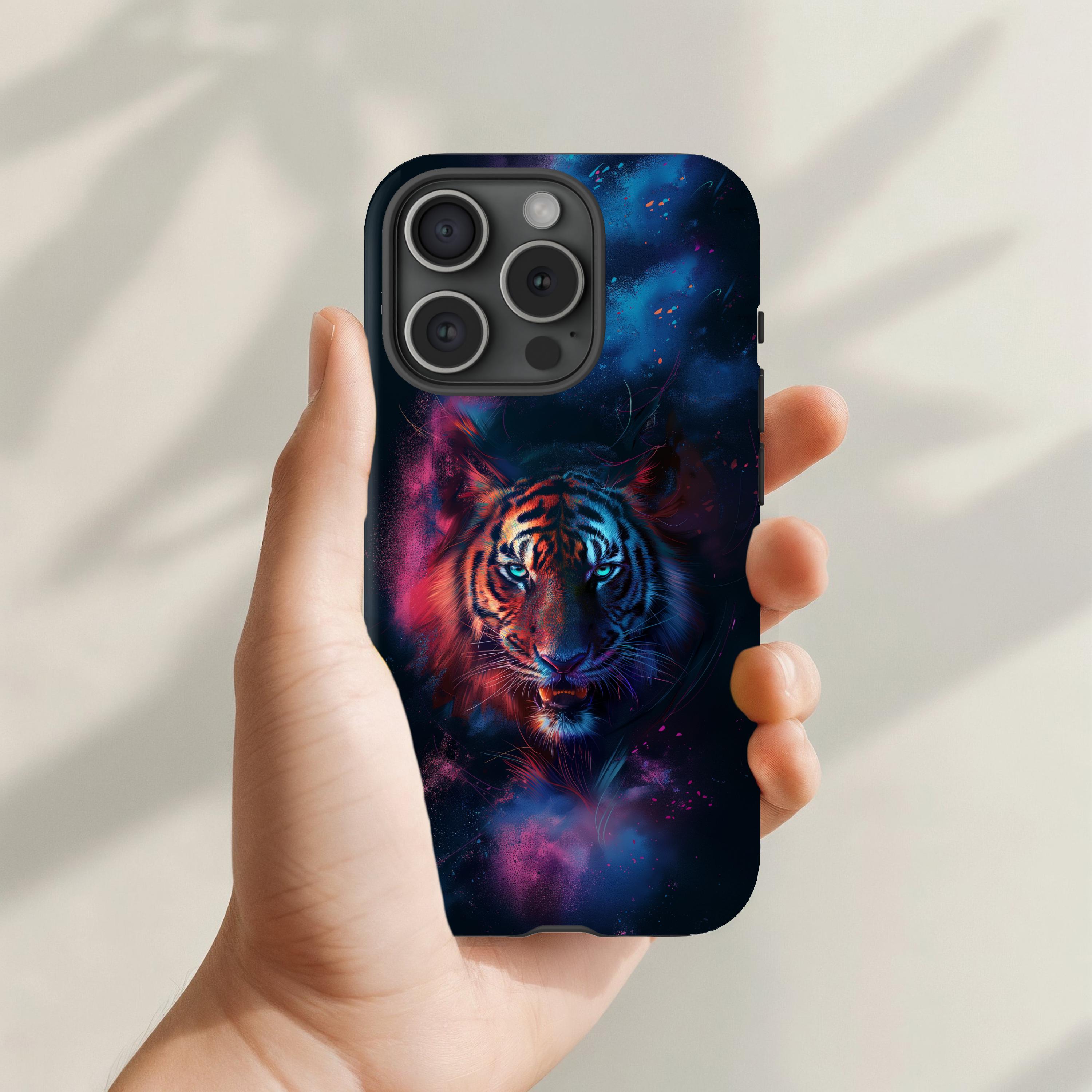 Cosmic Tiger iPhone Case Cute Bright for iPhone 17 16 15 14 13 12 Tough ...