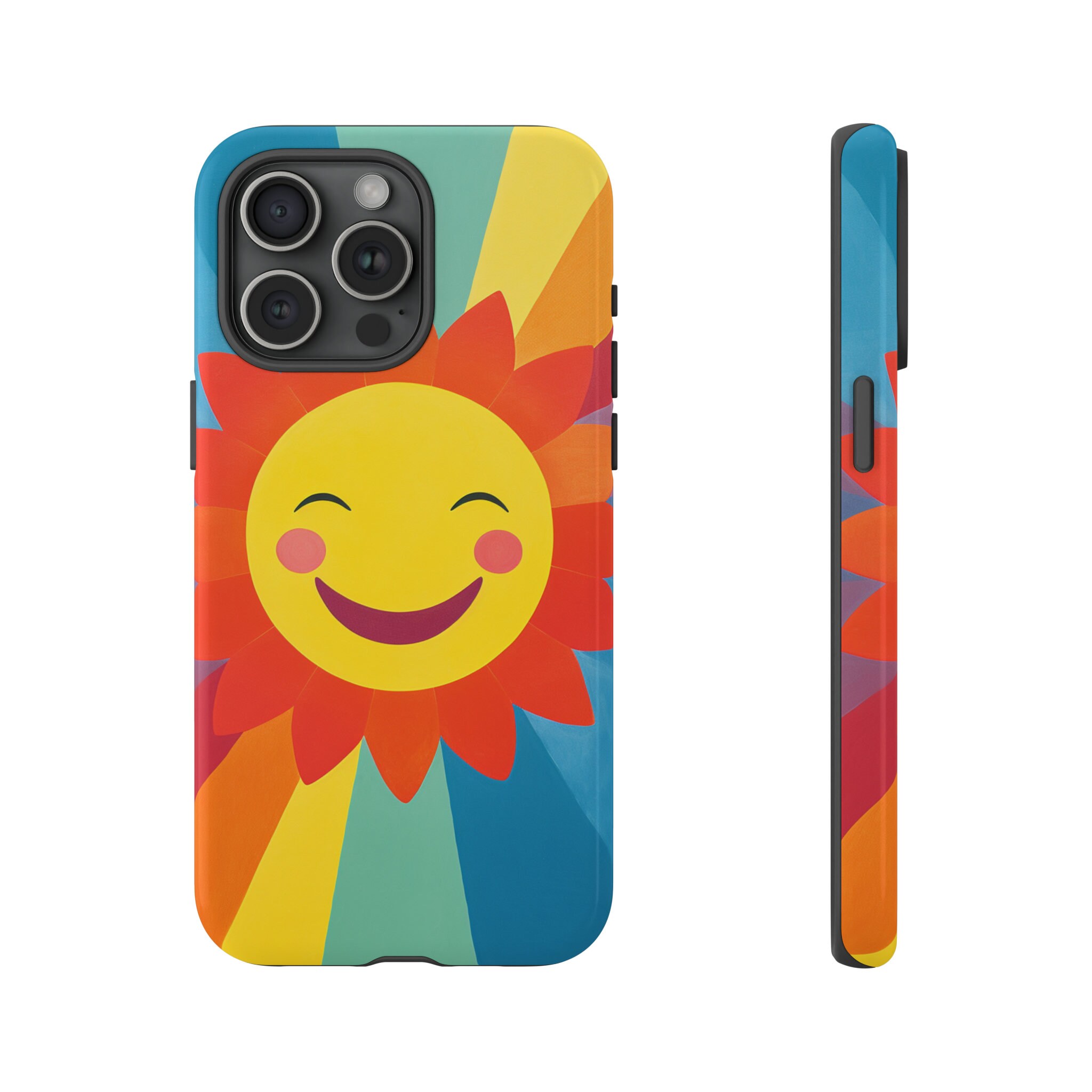 Rainbow Smiley Sun iPhone Case Cute Bright for iPhone 17 16 15 14 13 12 ...