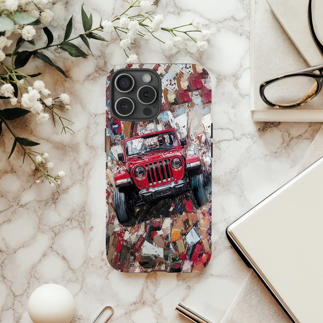 Red 4x4 Collage Art Jeeper Inspired iPhone Case Cute Bright for iPhone ...