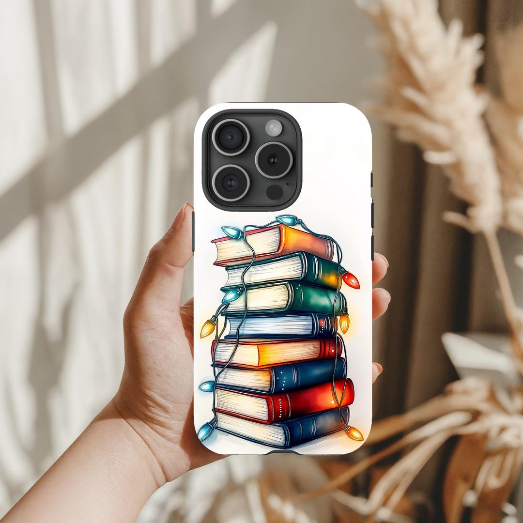 Christmas Lights Bookstack iPhone Case Cute Bright for iPhone 17 16 15 ...