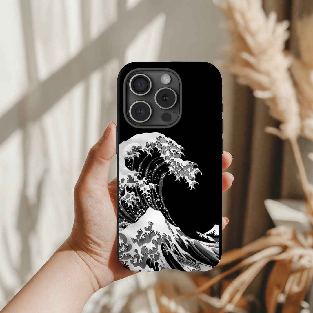 Gray and Silver Kanagawa Great Wave iPhone Case Cute Bright for iPhone ...