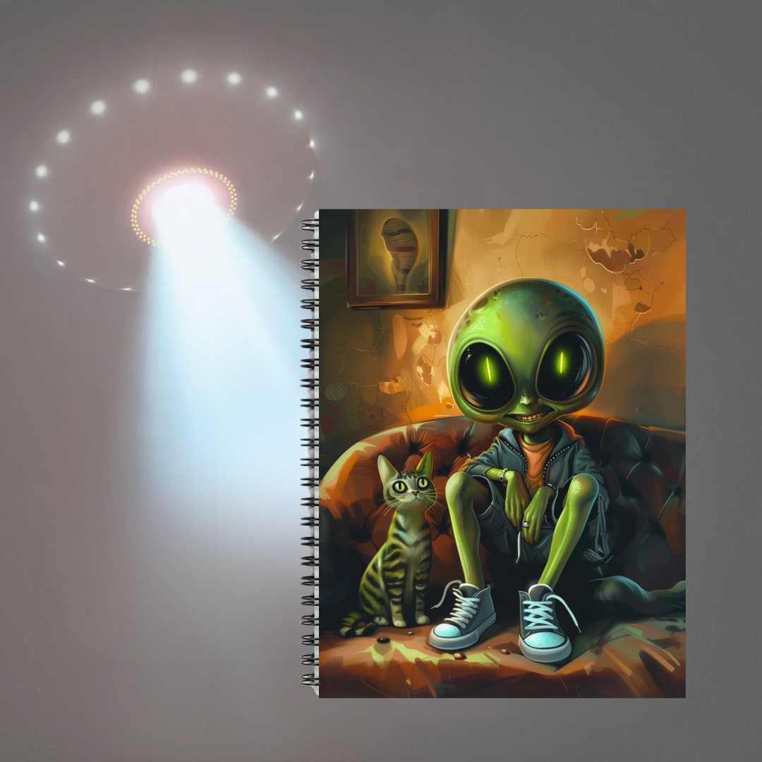 Alien Cat Friend, Cute Alien Notebook, Cat Journal, Cool Alien Gift ...