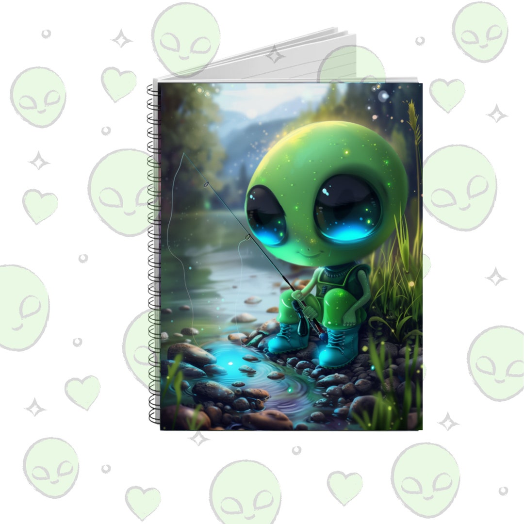 Cute Alien Fishing Journal, Cute Alien Fishing Gifts, Cool Alien Gift ...