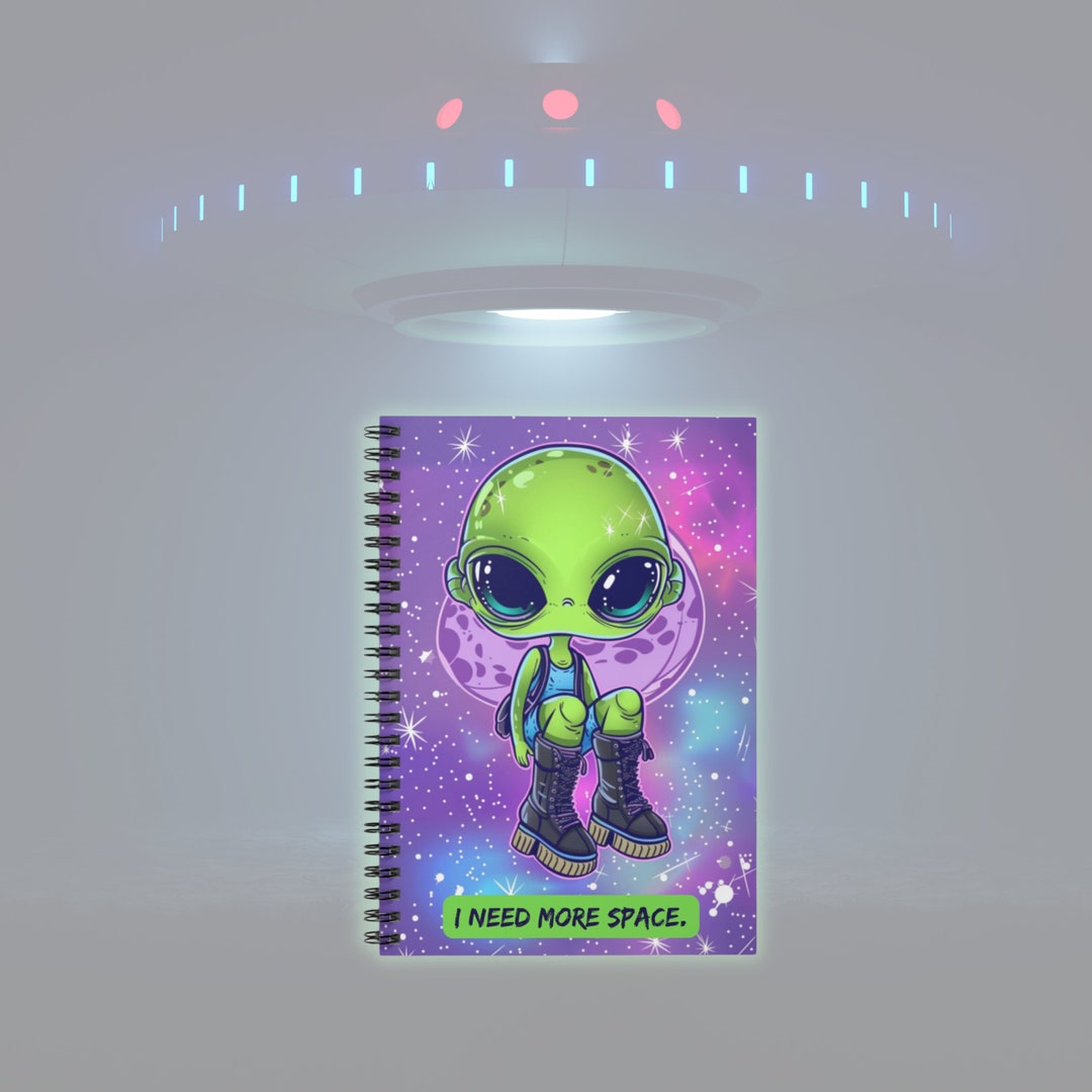 Alien Invasion Girl Diary Cute Purple Space Journal Science Fiction Scifi Notebook Etsy