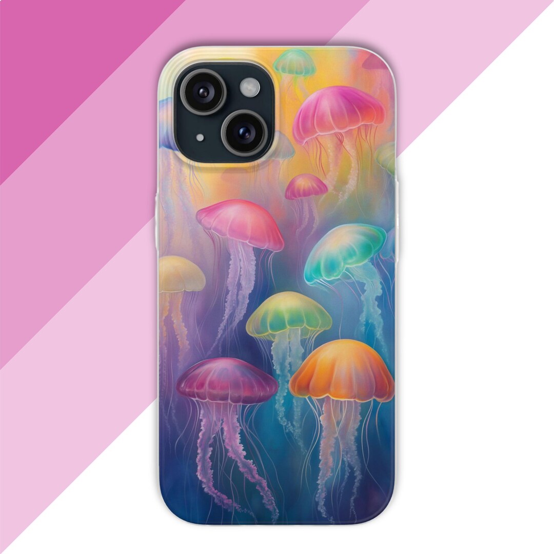 Cute Colorful Jellyfish Inspired Pattern Flexible Phone Case for iPhone ...