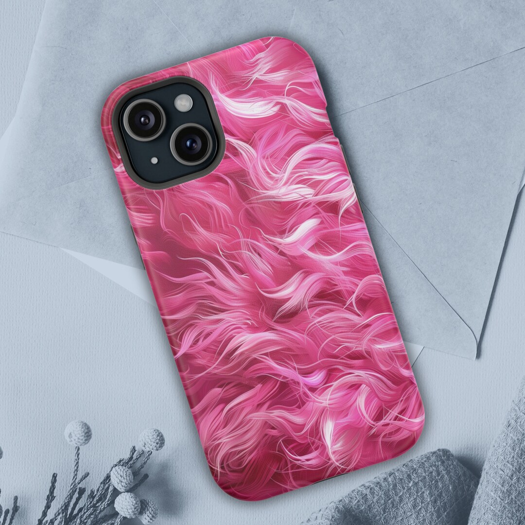 Cute Pink Furry Look Phone Case Whimsical Pink Fur Printed iPhone Cases ...