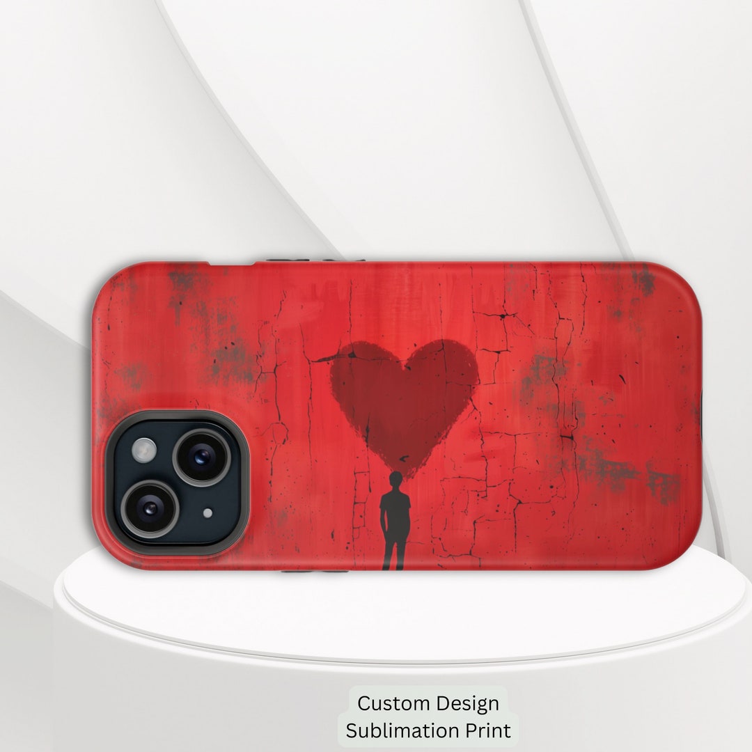 Red Broken Heart Expressive Aesthetics iPhone Case Magsafe Protection ...