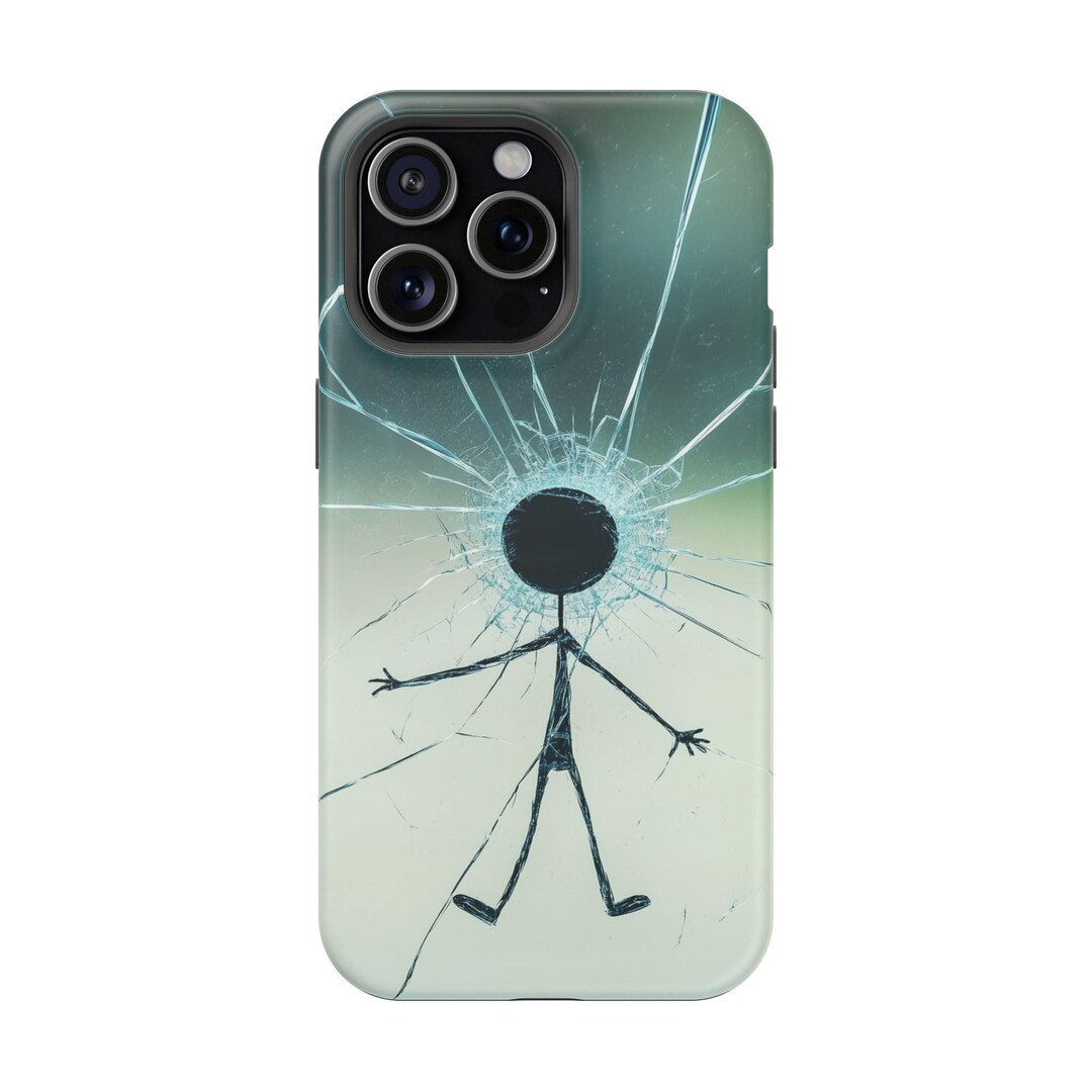 Cracked Screen Splat Stick Figure, Funny Phone Case, Custom Designed ...