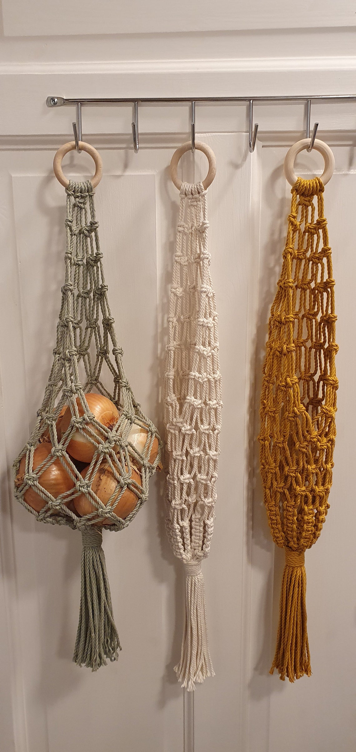 Macrame Hanging Fruit Basket, Vegetable Fruit Hanger, Kitchen Storage ...