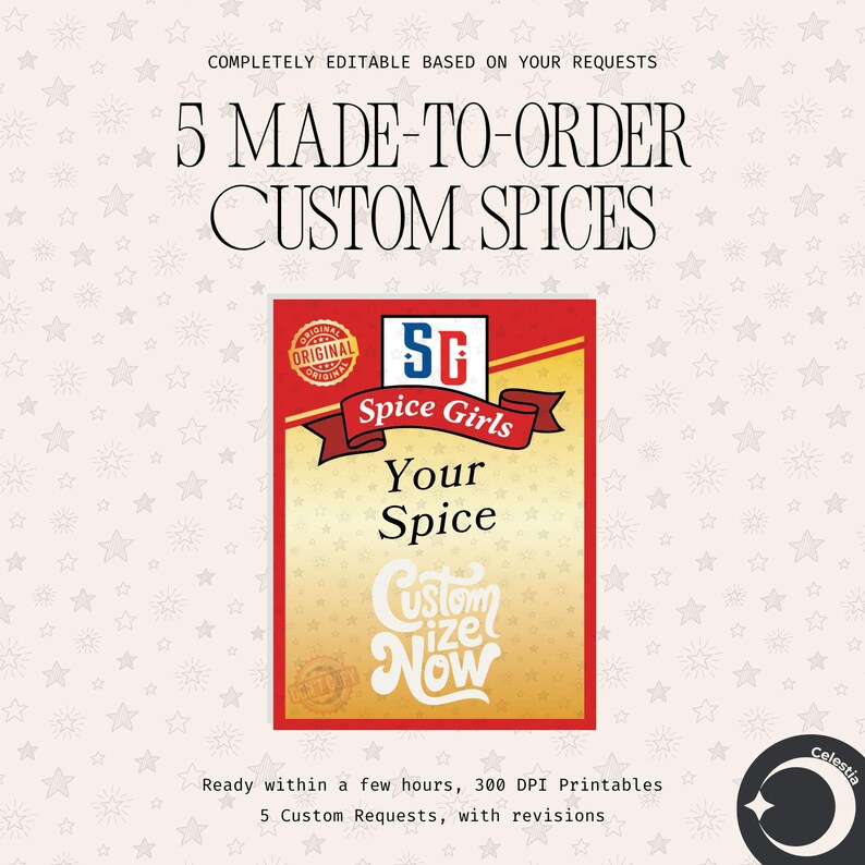 5 Custom Spice Label Designs: Spice Girls Theme (digital Download) - Etsy