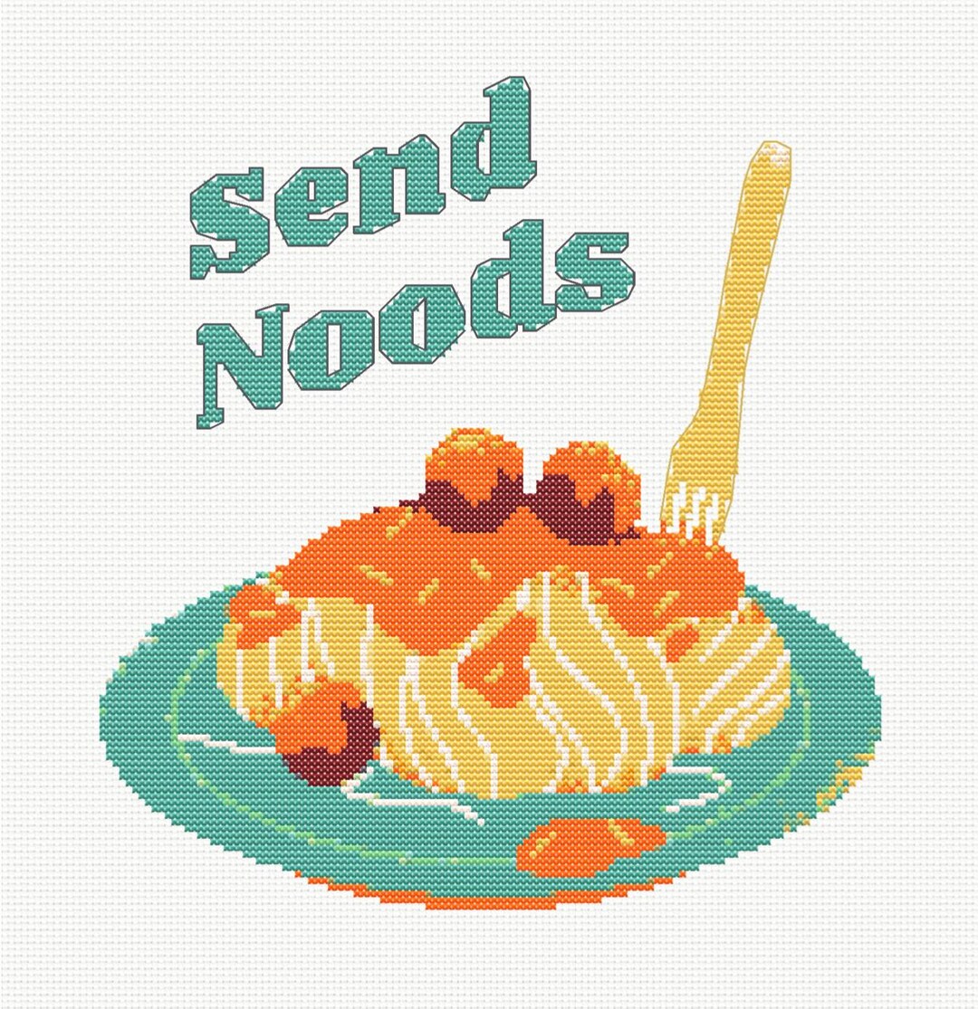 Send Noods (pasta) Cross Stitch Pattern- Digital Download - Etsy
