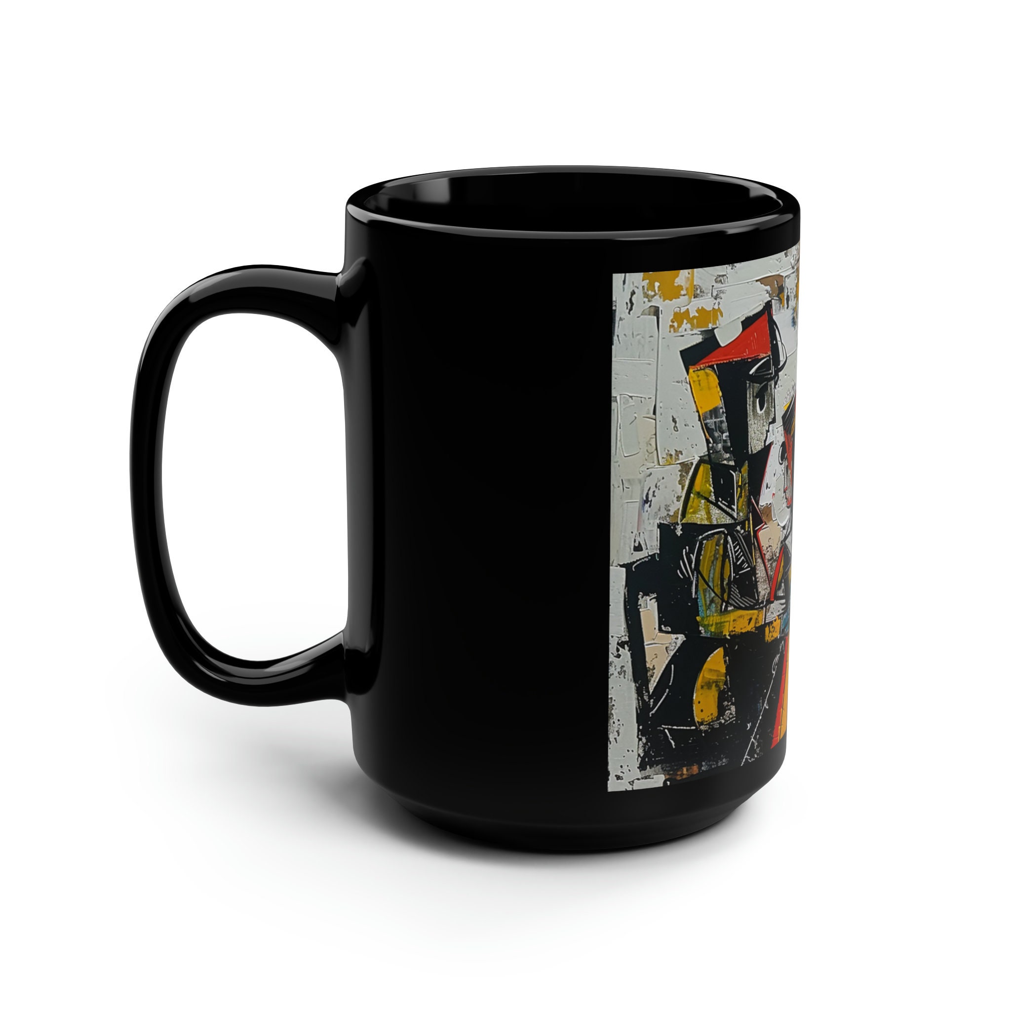 Artistic Cubism Style Artwork 9 Black Mug, 15oz Perfect Gift for Art ...