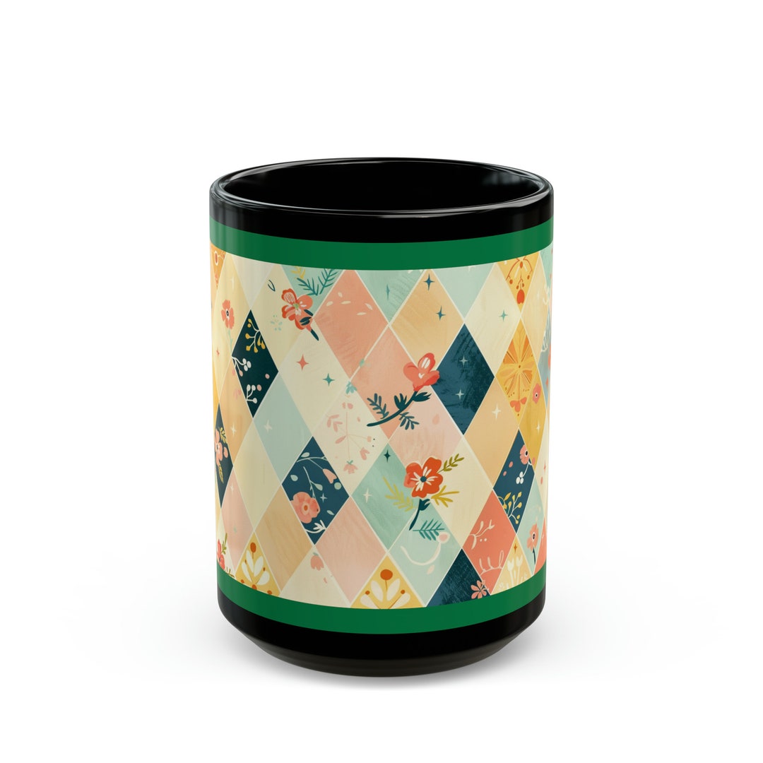 Preppy Argyle 02 Black Mug 11oz, 15oz Perfect Present for Preppy People ...