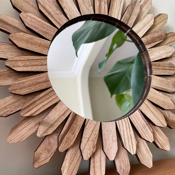 Wood Sunburst Mirror - Etsy