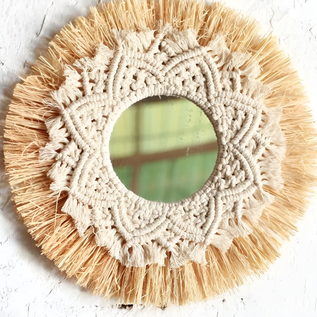 Large Macrame Mirror, Macrame Round Mirror, Wall Hanging, Macrame Wall ...