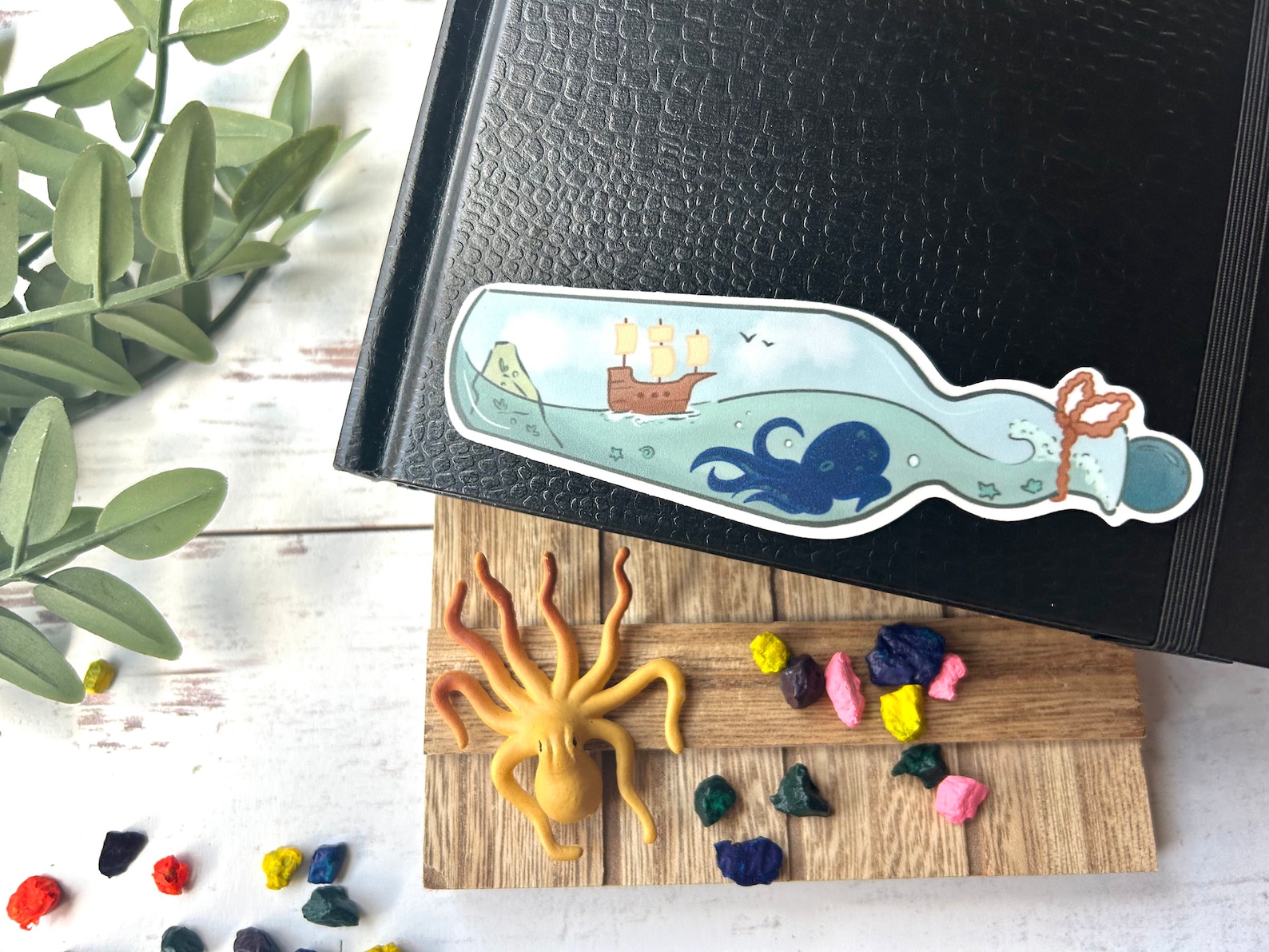 Pirate Ship in A Bottle Ocean Cute Adventure Octopus Treasure ...