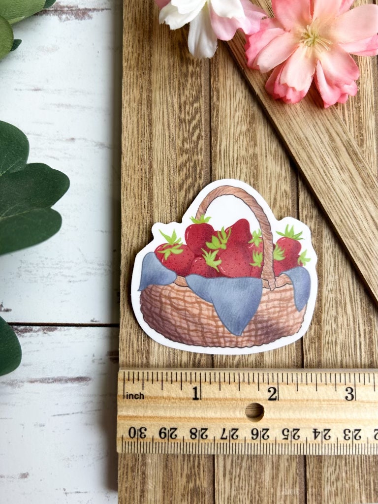 Strawberry Aesthetic Basket Delphi Strawberries Waterproof Sticker - Etsy