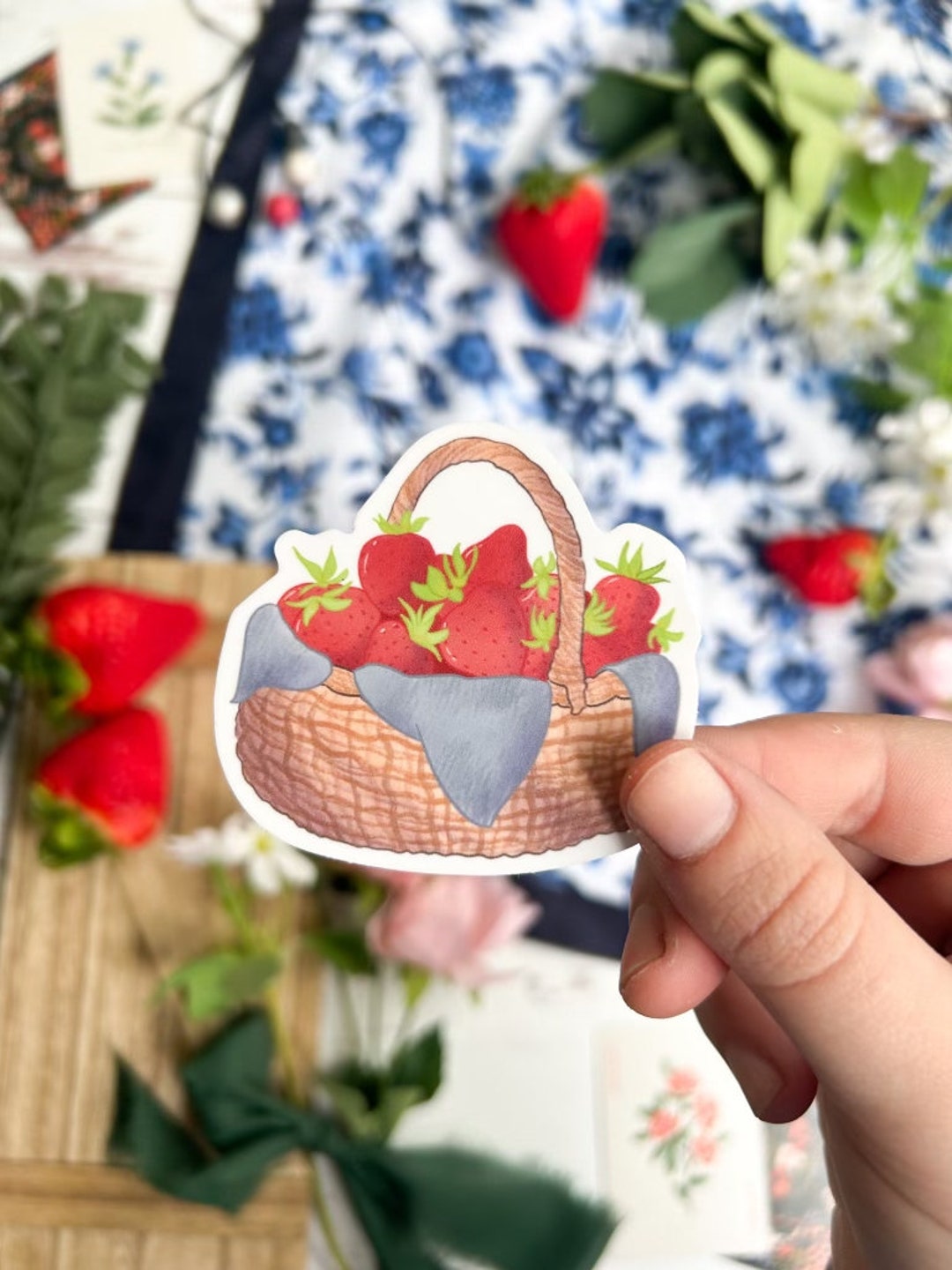 Strawberry Aesthetic Basket Delphi Strawberries Waterproof Sticker - Etsy