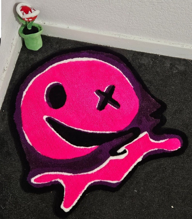 Custom Trippy Smiley Face Emoji Tufted Rug - Etsy