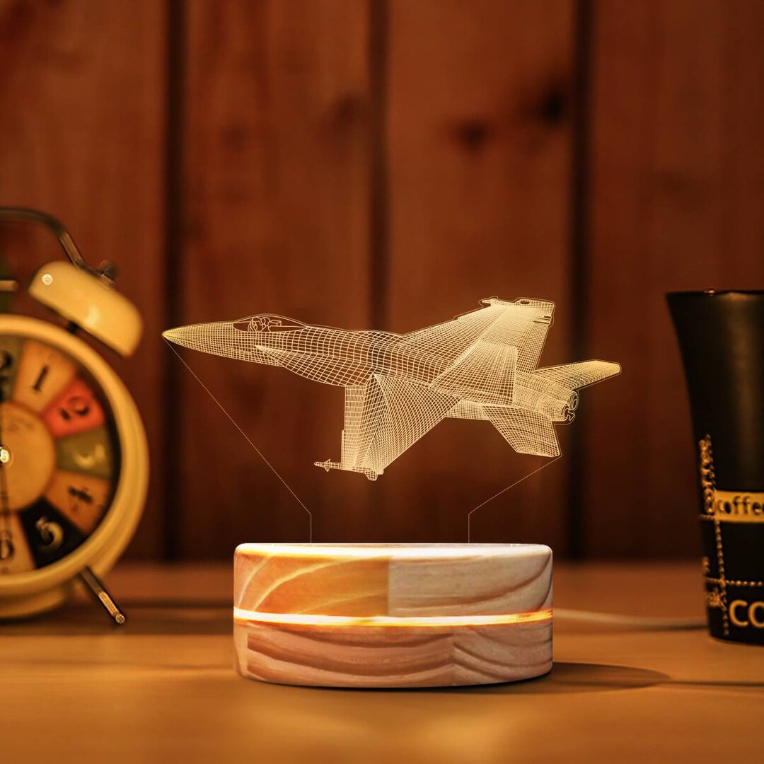F18 Fighter Jet Night Light, 3D Led Light, Gift for Him, Plane Table ...