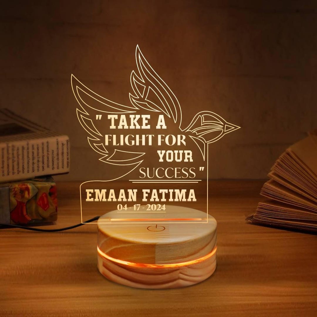 Personalized Laser Engraving Lamp, 3D Achievement Night Light, Unique ...