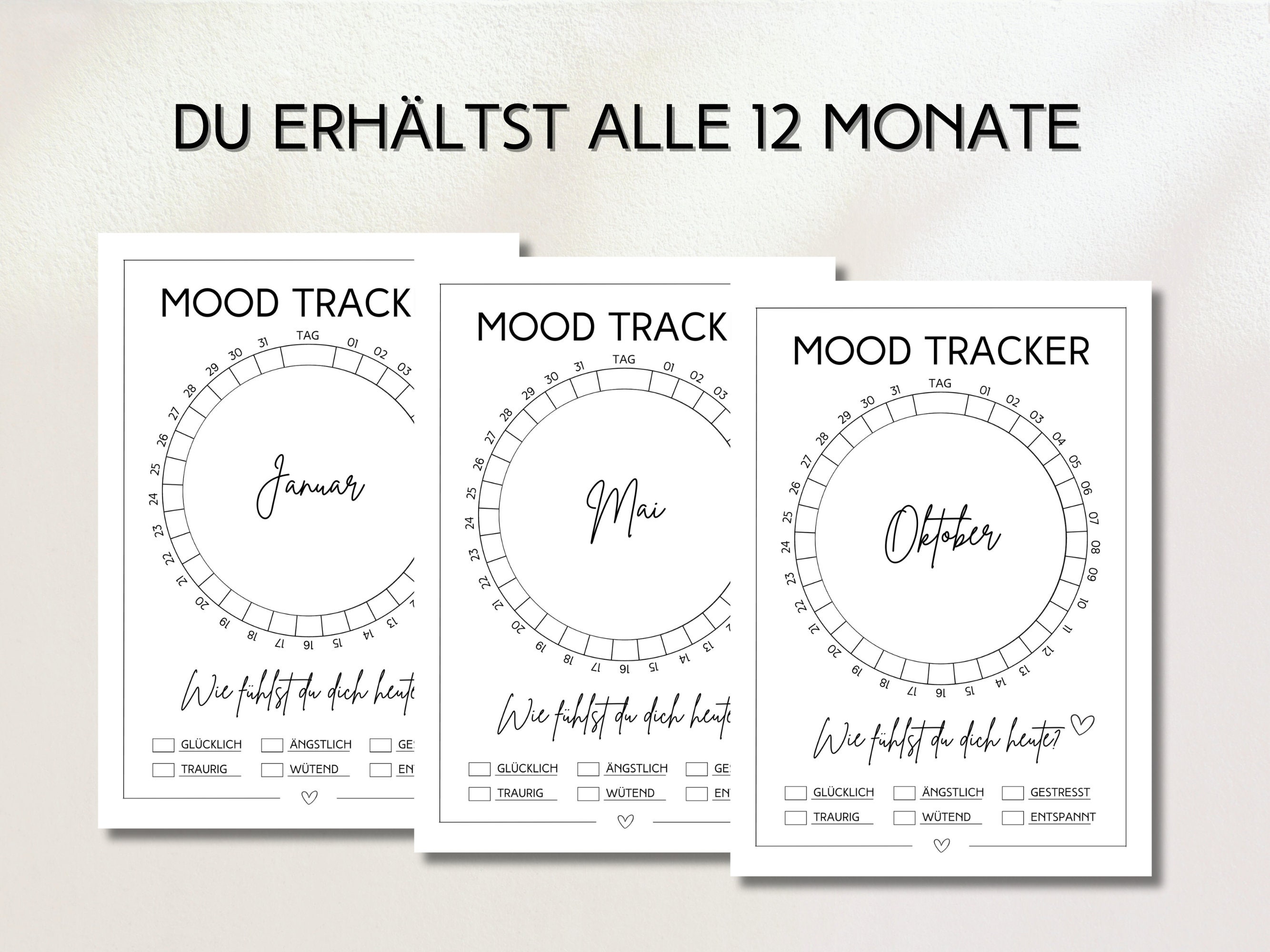 Monthly Mood Tracker Printable Circular Mood Chart Daily Mental Health ...