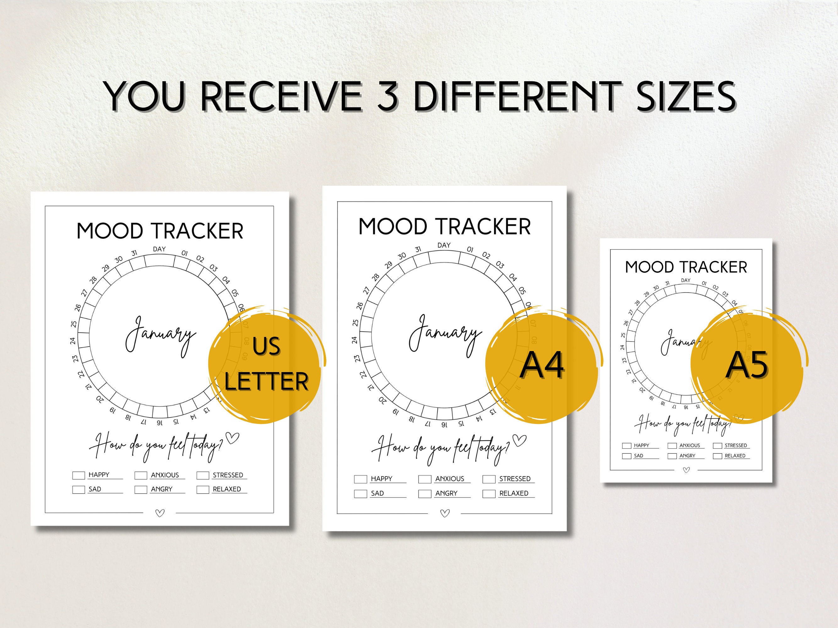 Monthly Mood Tracker Printable Circular Mood Chart Daily Mental Health ...
