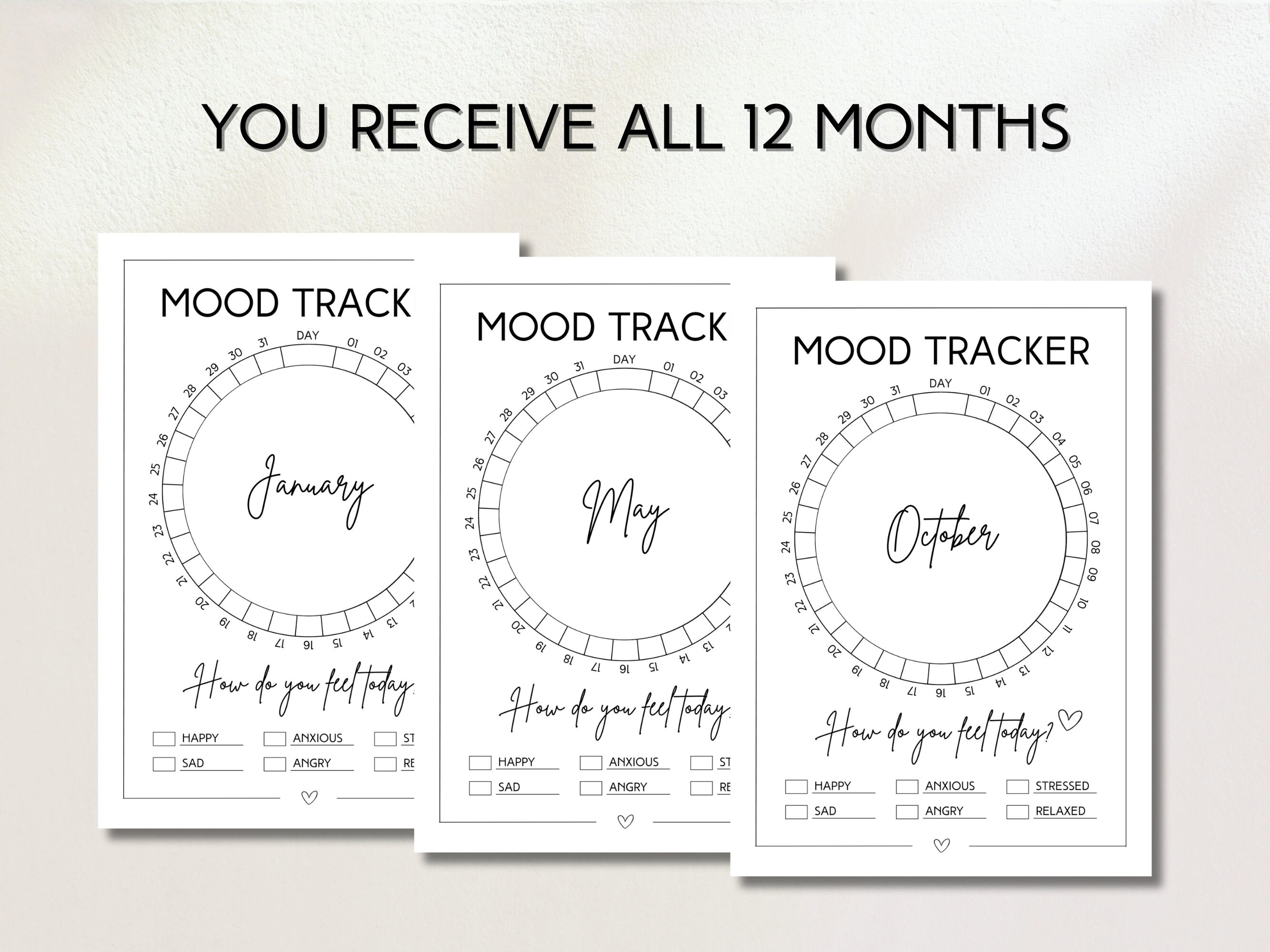 Monthly Mood Tracker Printable Circular Mood Chart Daily Mental Health ...
