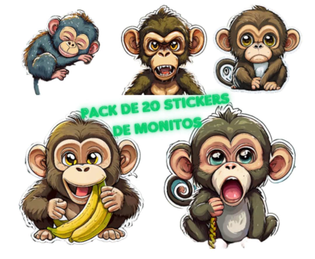 PACK 20 MONITOS STICKERS - Etsy