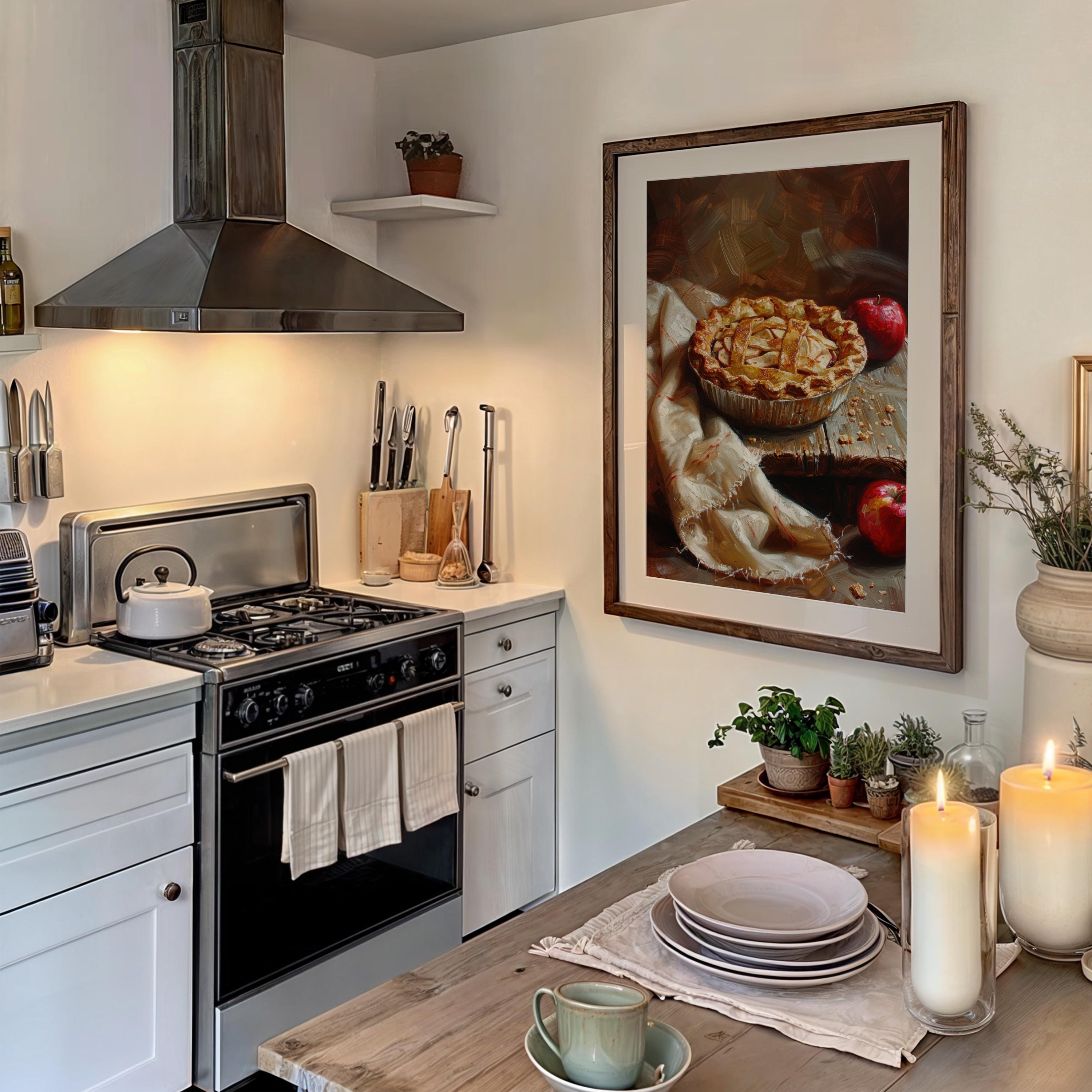 Fall Kitchen Pie Print, Rustic Kitchen Still Life Painting, Food Wall ...