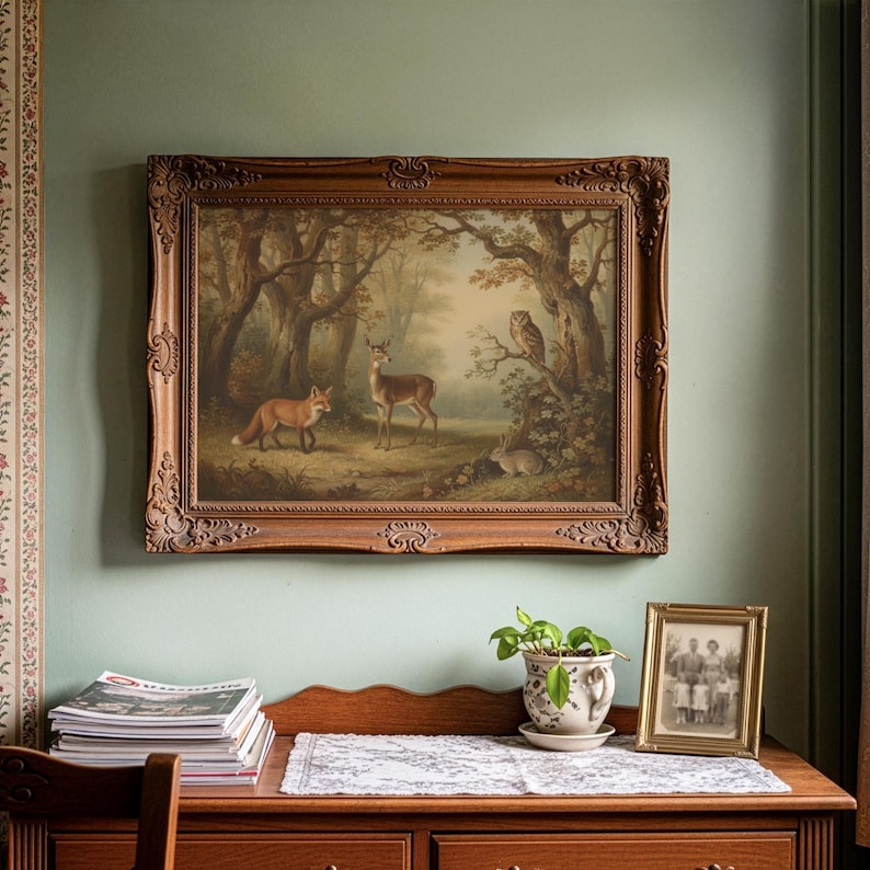 Impressão de Animais da Floresta, Arte de Parede Vintage e Intimista ...