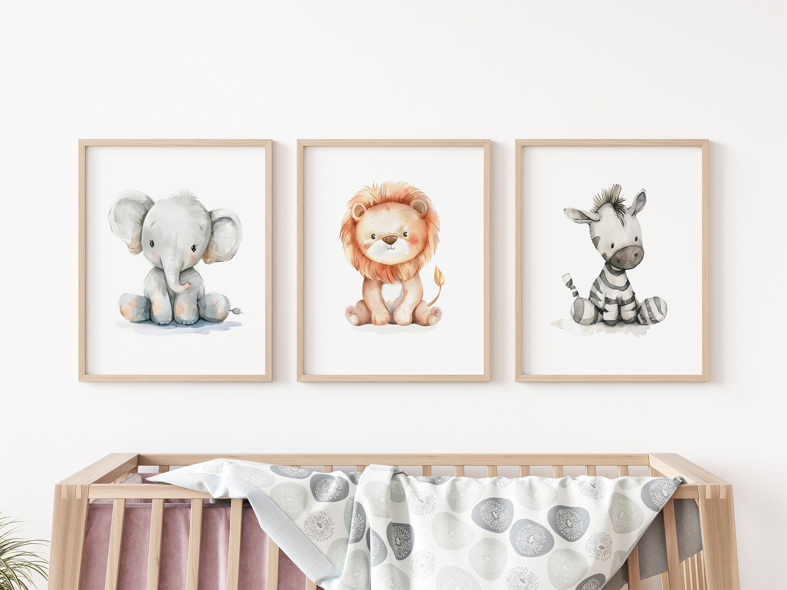 Watercolor Animals Nursery Wall Art, Set of 3 Safari Nursery Baby ...