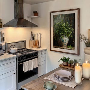 Set of 6 Kitchen Painting, Rustic Kitchen Herbs Oil Painting, Vintage ...