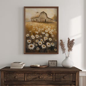 Farmhouse Spring Barn Wall Art, Old Barn Wall Art, Daisy Flowers ...