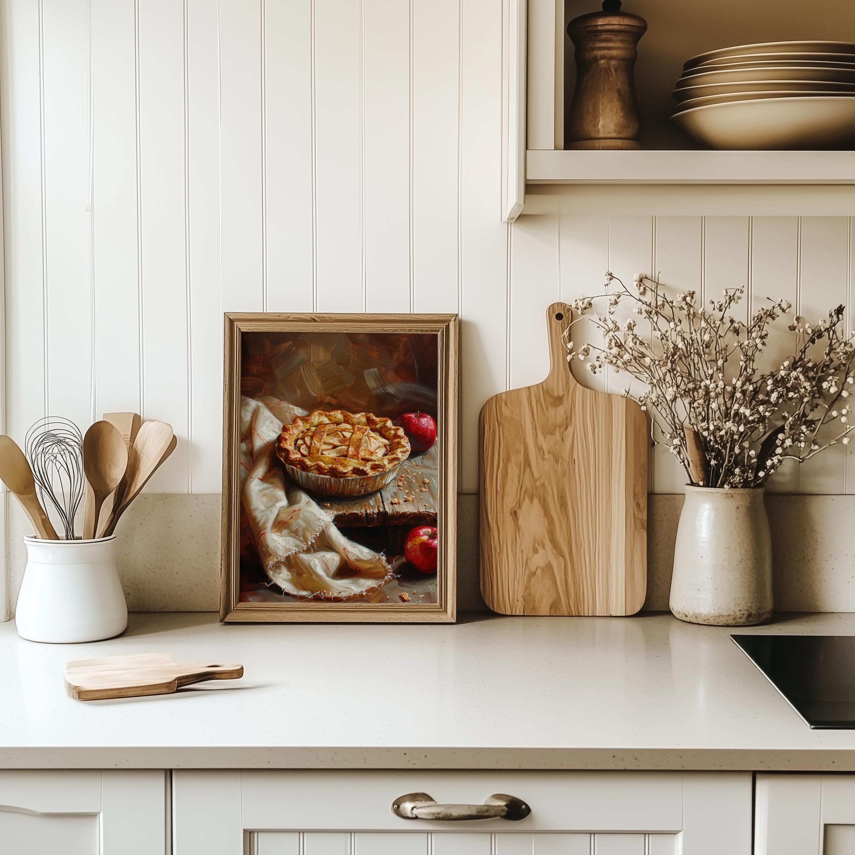 Fall Kitchen Pie Print, Rustic Kitchen Still Life Painting, Food Wall ...