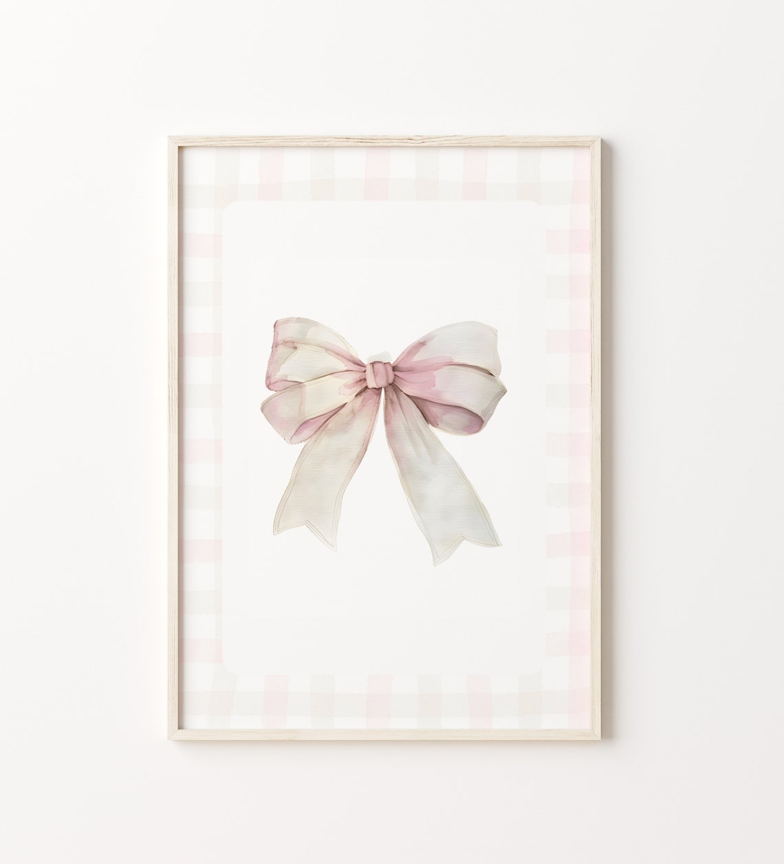 Preppy Pink Coquette Bow Printable, Cream Bow Nursery Print, Trendy ...