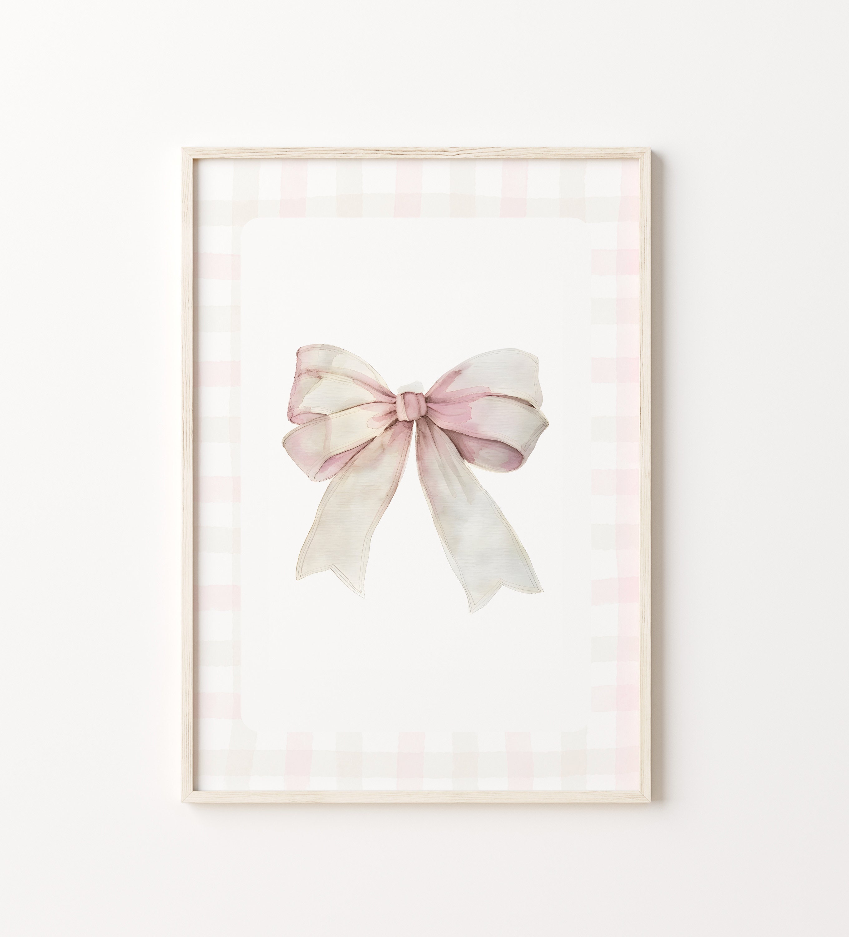 Preppy Pink Coquette Bow Printable, Cream Bow Nursery Print, Trendy ...