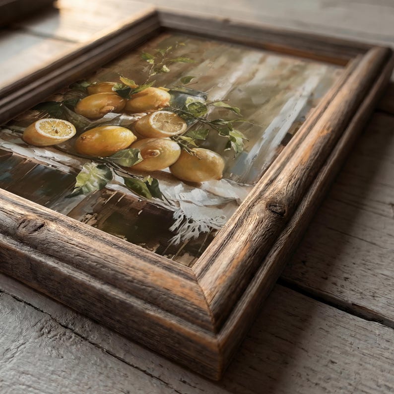 Lemon Kitchen Painting Print, Farmhouse Kitchen Decor, Rustic Antique ...