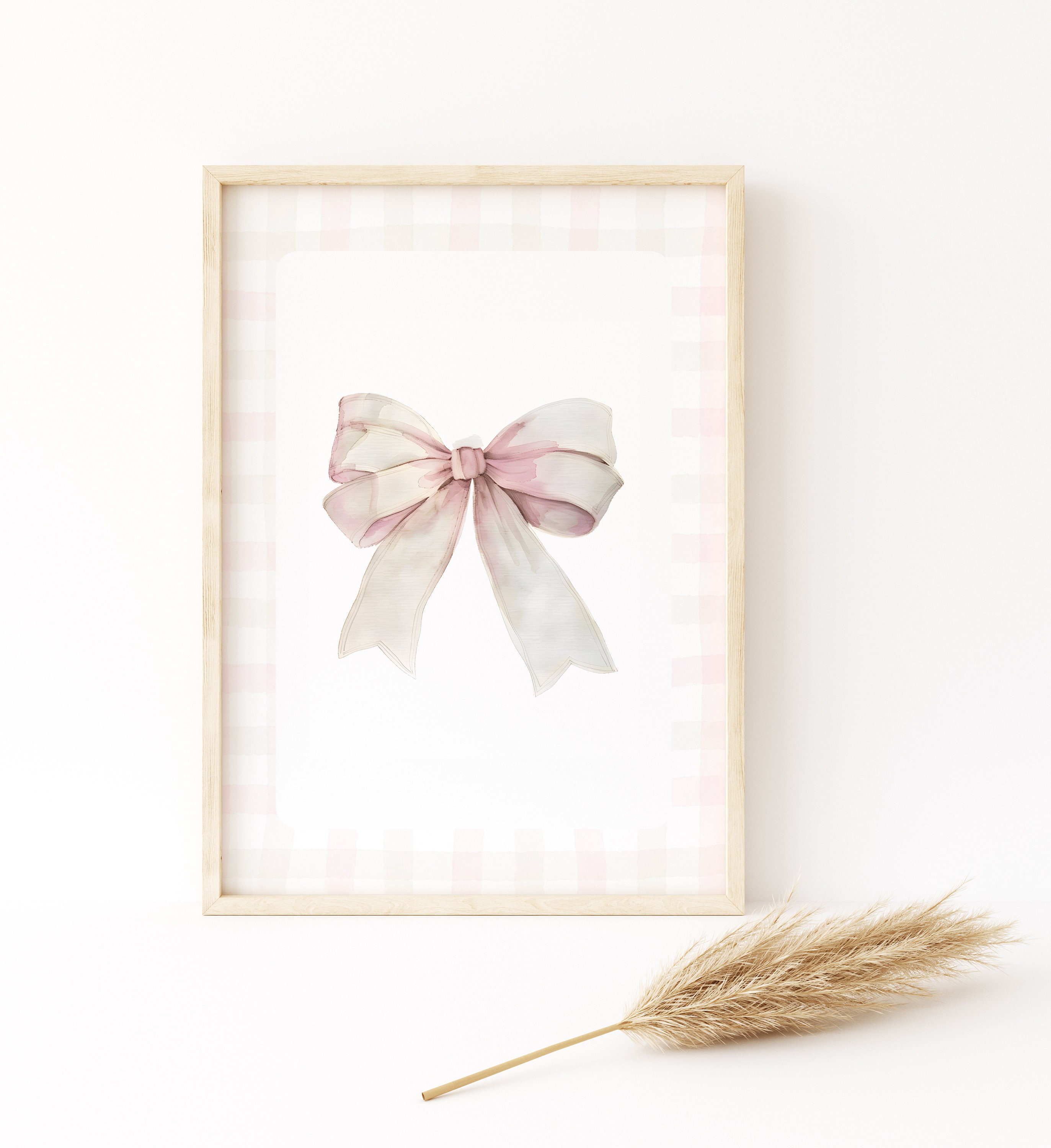 Preppy Pink Coquette Bow Printable, Cream Bow Nursery Print, Trendy ...