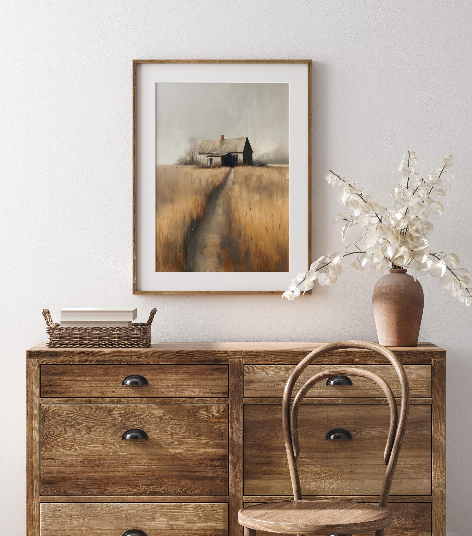 Rustic Country Cottage Print, Vintage Countryside Wall Art, Farmhouse ...